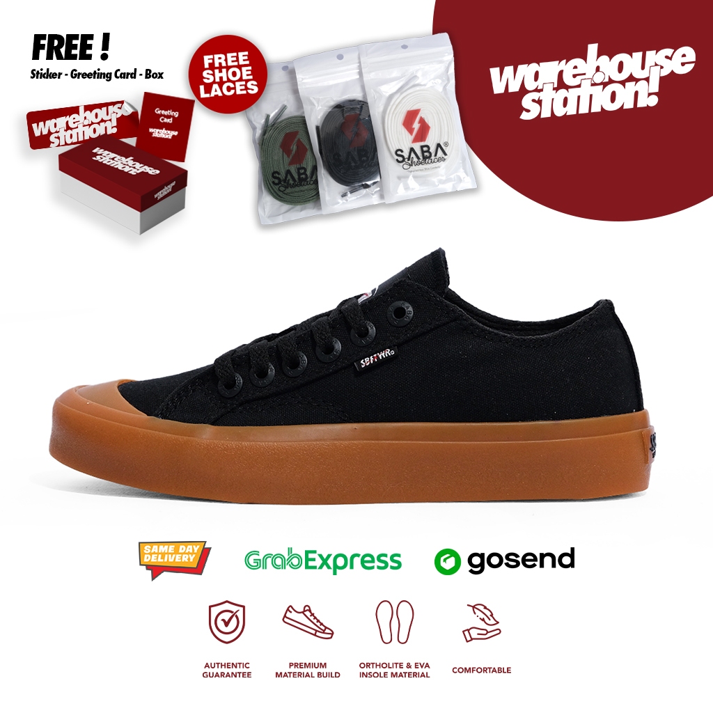 Saba Basic Low ALL Black Gum - Men's Women's Casual Sneakers Shoes ...