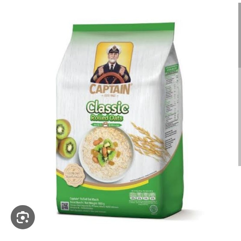 Captain Oat Rolled 800gr/whole gandum/quaker whole seeds | Shopee ...