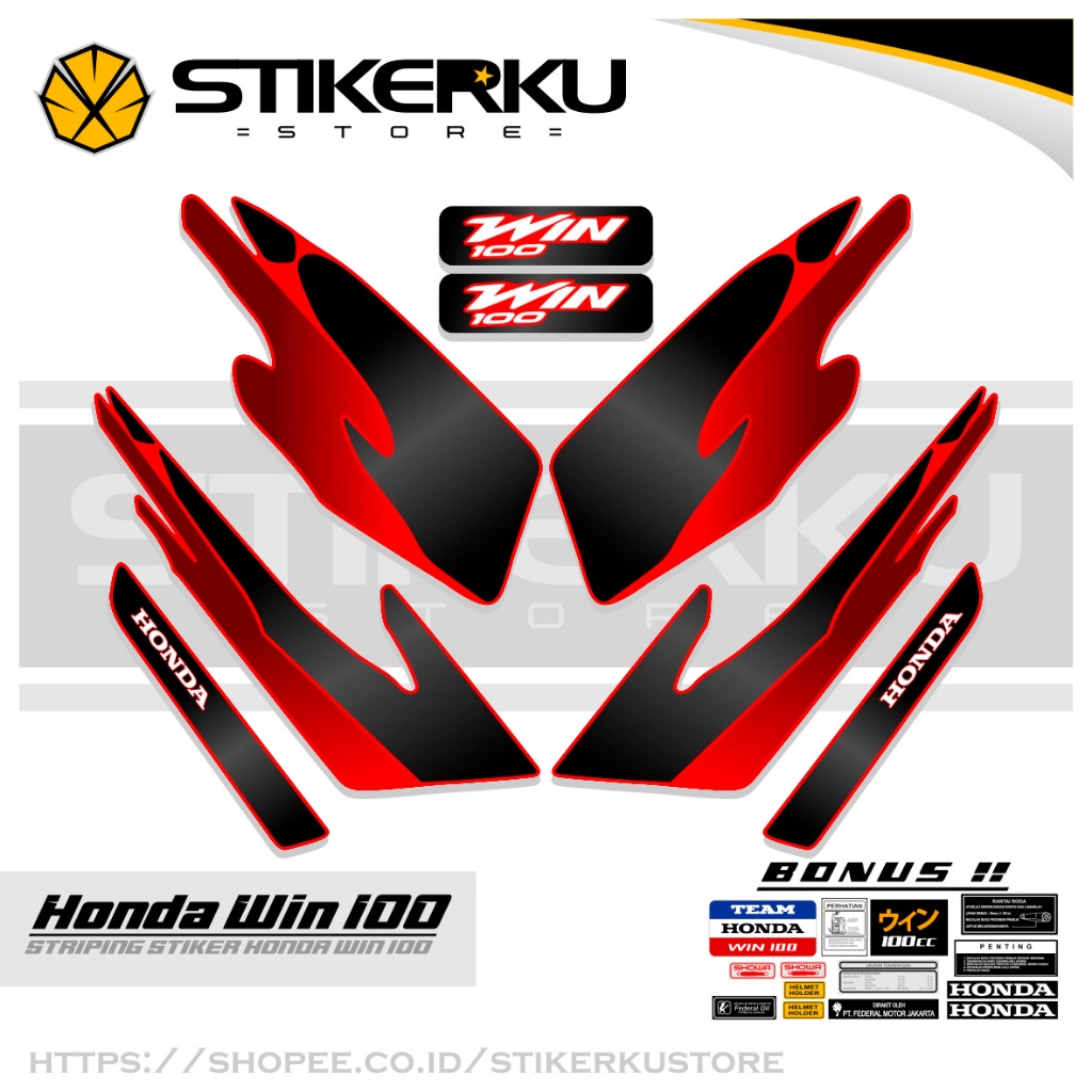 Honda WIN STRIPING/MOTIF 148/WIN 100 STICKER/WIN 100 VIRAL Variation ...