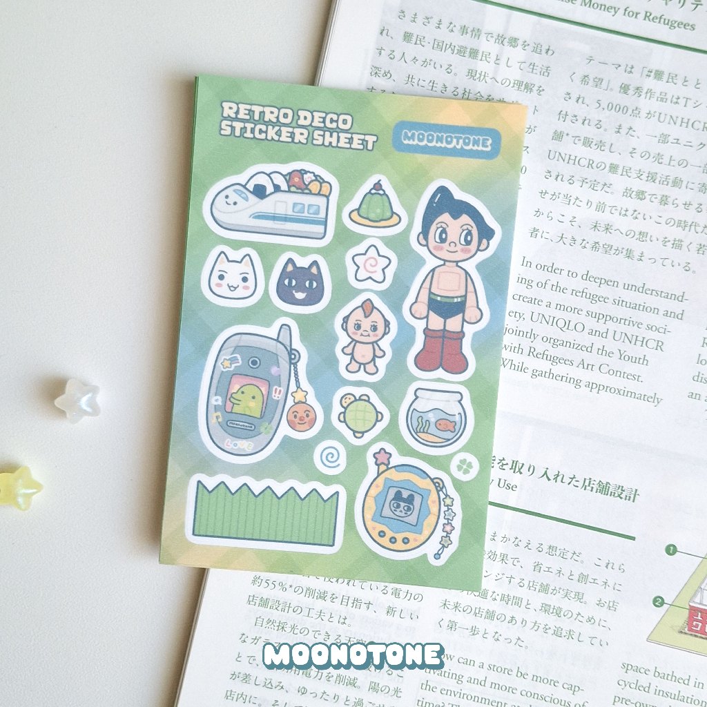 Tamagotchi, Astro Boy, & Toro Inoue Retro Deco Sticker Sheet by ...