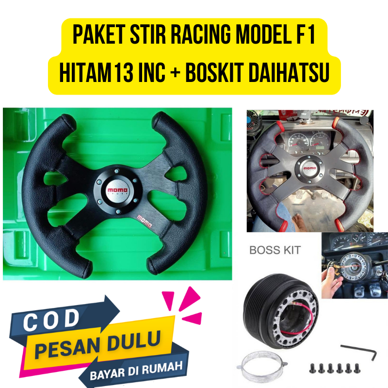 HITAM Stir Racing F1 Plain Black 13 Inch+Boskit Daihatshu | Shopee ...