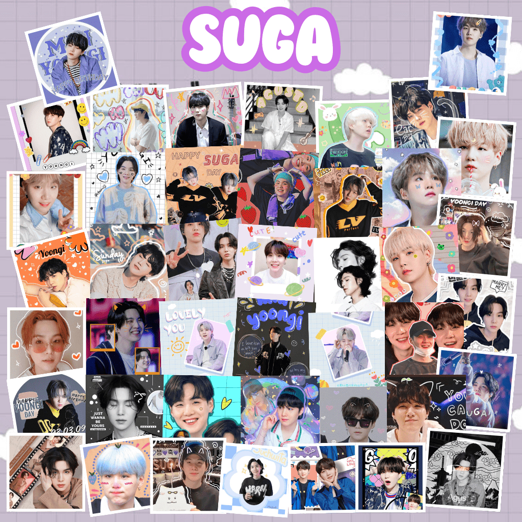 50 Square Stickers MIN YOONGI SUGA BTS | Suga BTS Deco Sticker | Bts ...