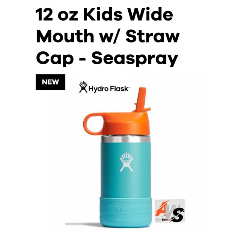 Hydro FLASK KIDS WIDE MOUTH WITH STRAW CAP- SEASPRAY (12oz) | Shopee ...