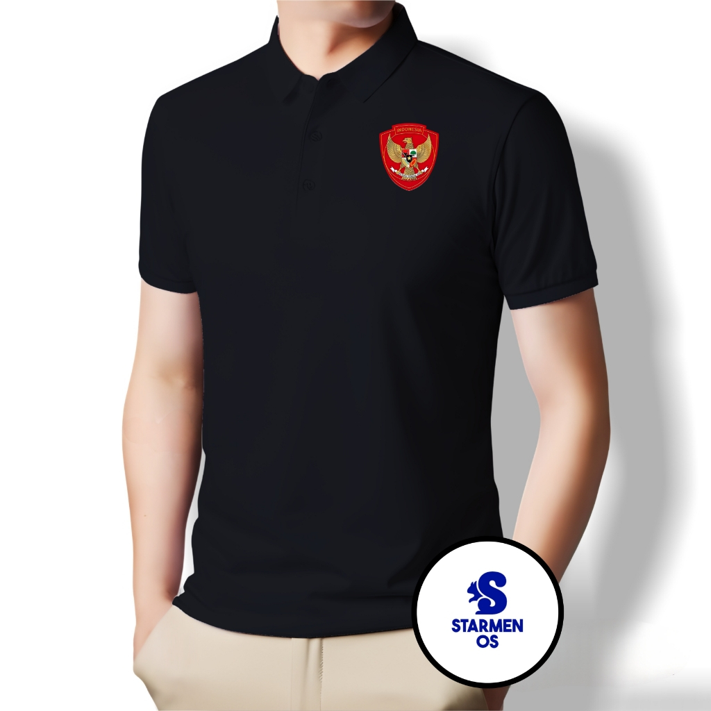 STARMEN.OS Wangki Polo T-Shirt Men's Plain Collar Logo TIMNAS GARUDA ...