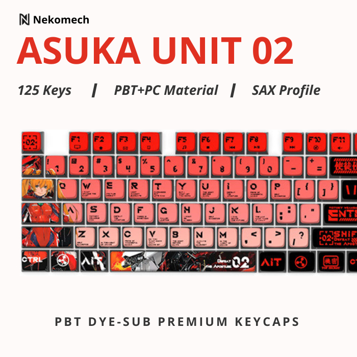 Nekomech ASUKA Unit 02 Evangelion Keycaps - PBT Polycarbonate SAX ...