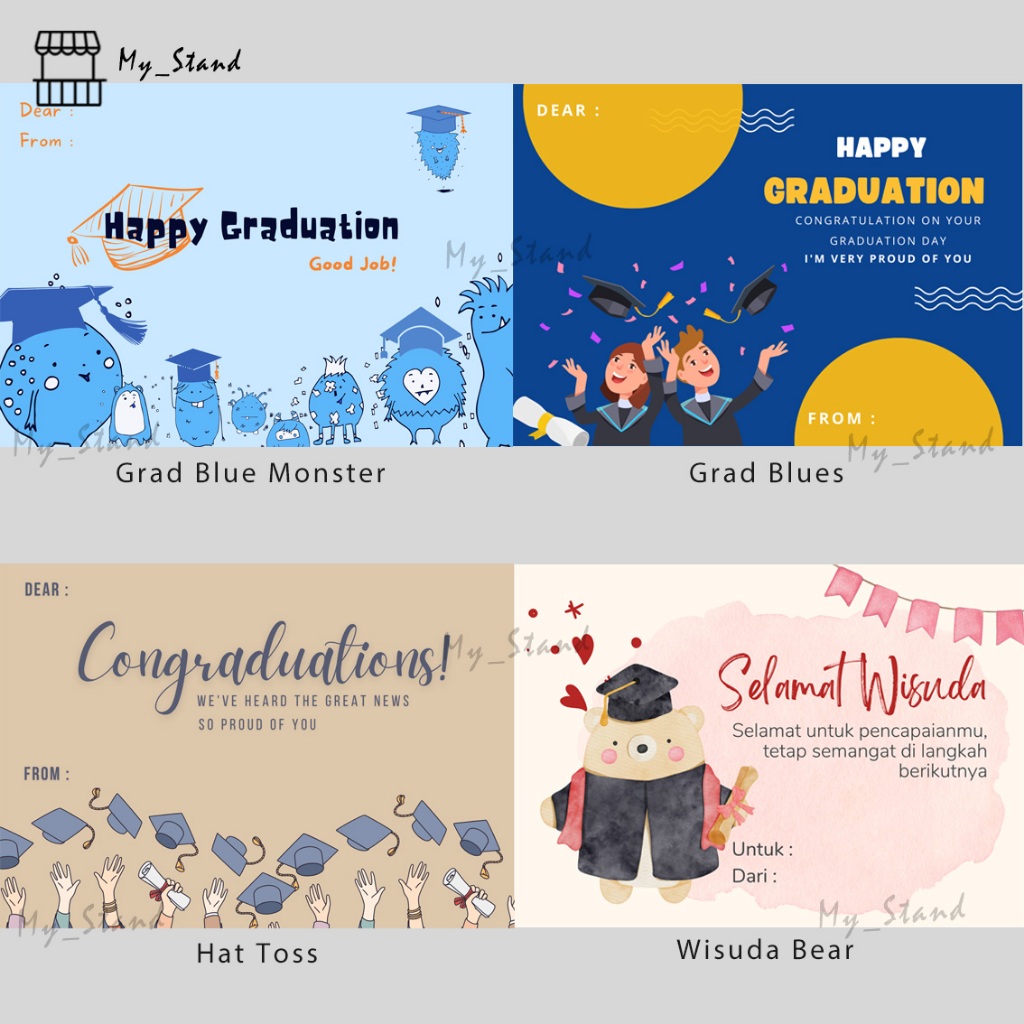 Gradation Sticker & Greeting Card Has Writing 7x10 cm Happy GRADUATION ...