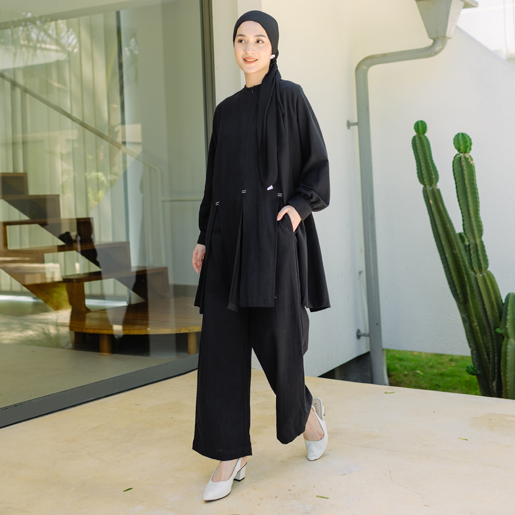 Lozy Hijab - Lea Set (One Set Linen Women's Pants & Tunic Set) | Shopee Philippines