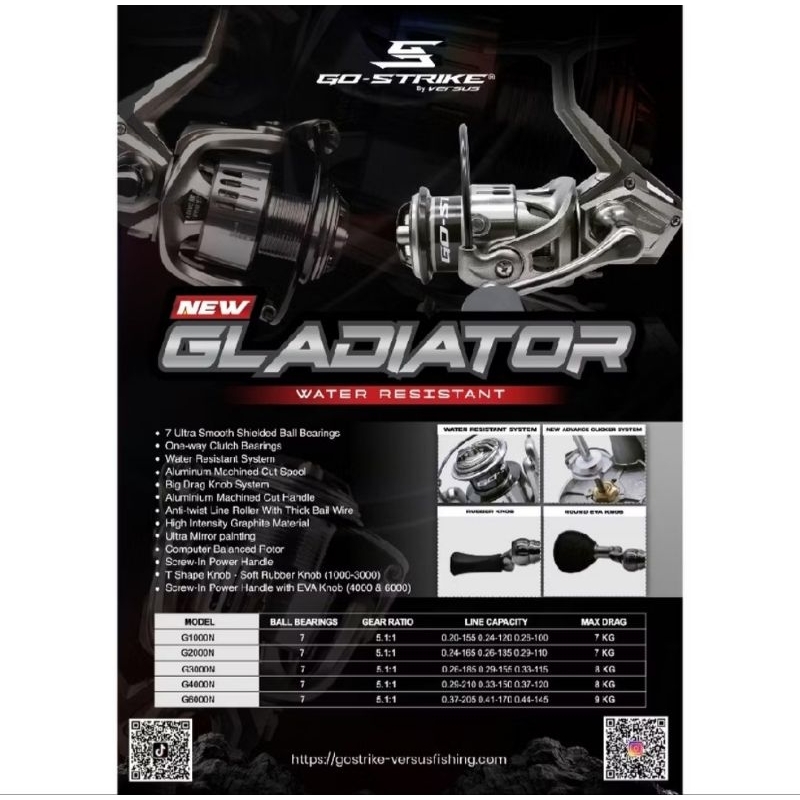 Reel Go Strike Versus Gladiator S 1000/2000/3000/New 4000-6000 HP ...
