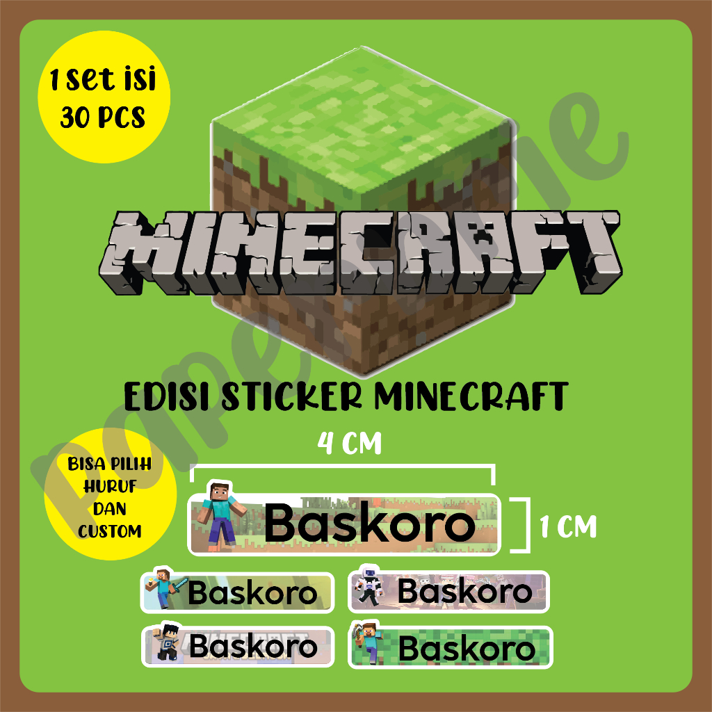 Minecraft Children's Name Stickers - Textbook Stickers, Pencils, Custom ...