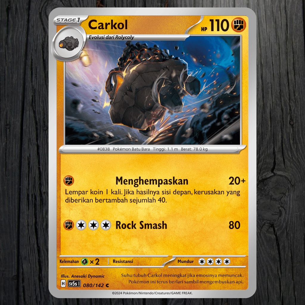 Pokemon sv5s Paradox Mainstay Carkol - Fighter - Indonesian TCG Card ...