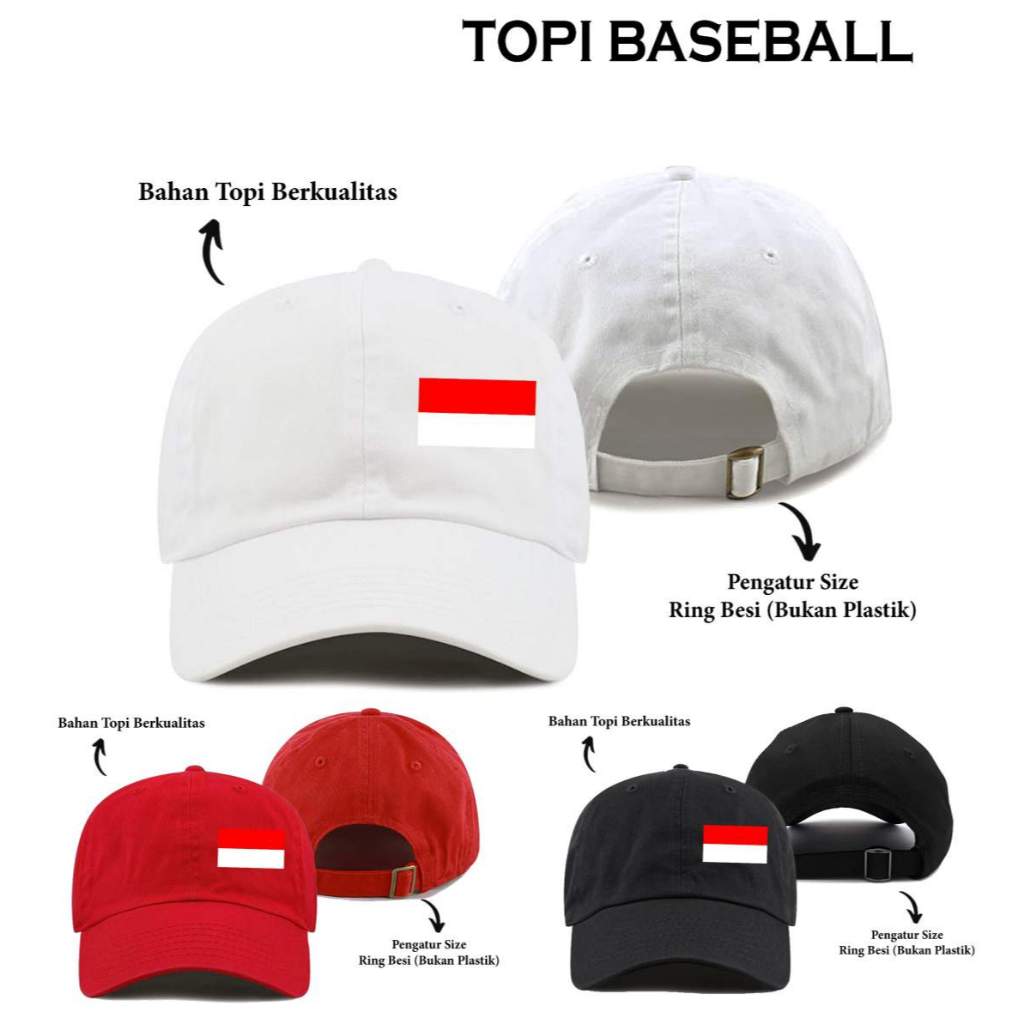 MERAH PUTIH Red And White Flag Baseball Cap Indonesia Raya | Shopee ...