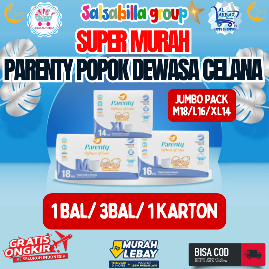 SAVING PACKAGE PARENTY PANTS ADULT DIAPERS M18/L16/XL14 | Shopee ...