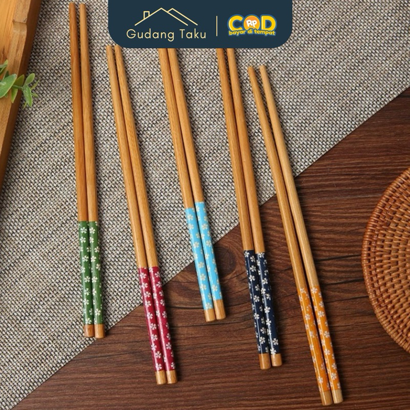 Taku WAREHOUSE Japanese Style Bamboo Chopsticks with Floral Motifs ...