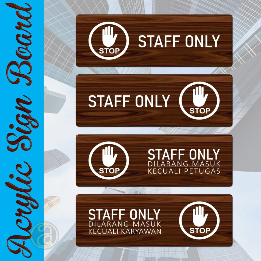 Sign Board Acrylic 10x30 cm - Sign No Entry Except Officer/Staff Only ...