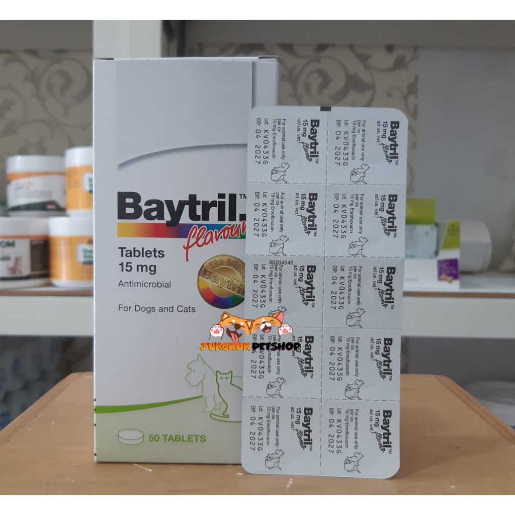 Baytril Flavor Tablet 15 mg / 50mg / 150mg - Antibiotic for Dogs and ...