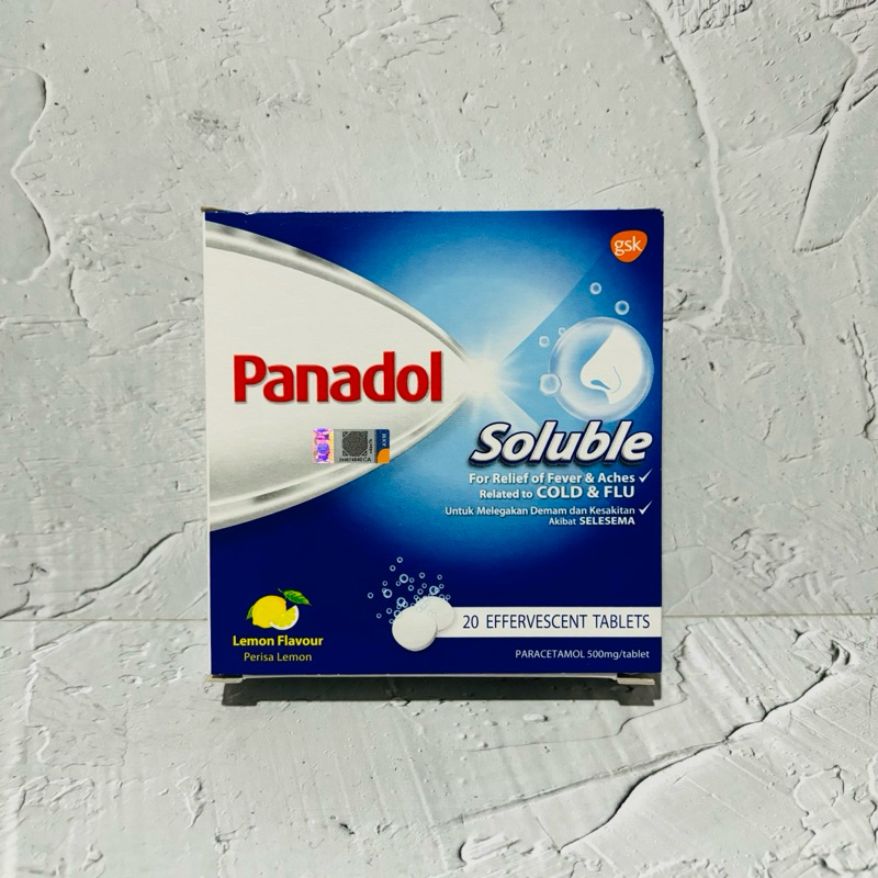 Panadol soluble 20 effervescent tablets, lemon flavor | Shopee Philippines