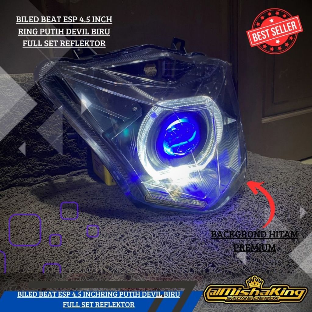 PUTIH Beat esp street 4.5 inch billed lights, full set of white devil ...