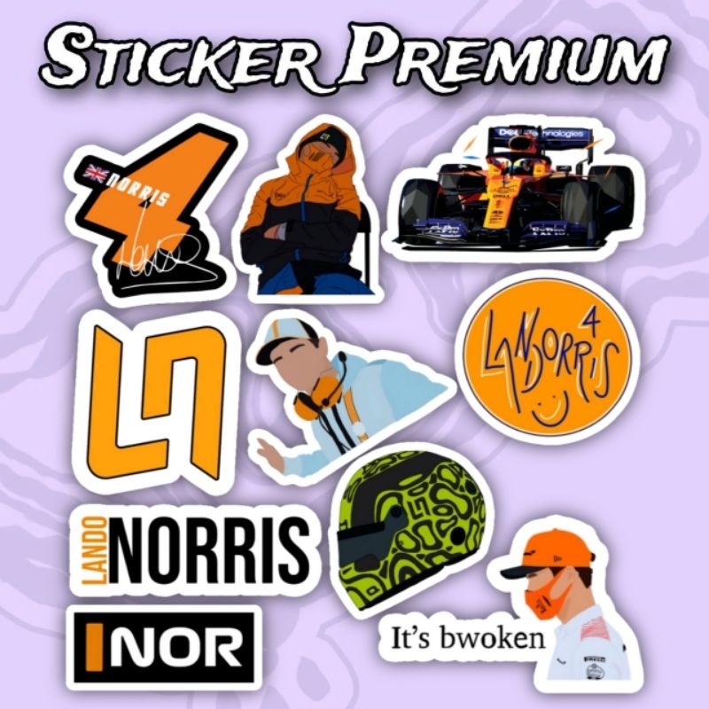 Sticker F1 McLaren Lando Norris Pack contains 10 Pcs Waterproof Vinyl ...