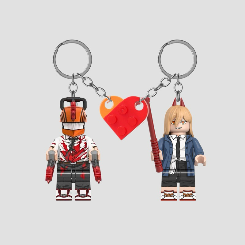 Dhis Project Shiny Keychain LEGO Minifigure Orange Denji & Red Power ...