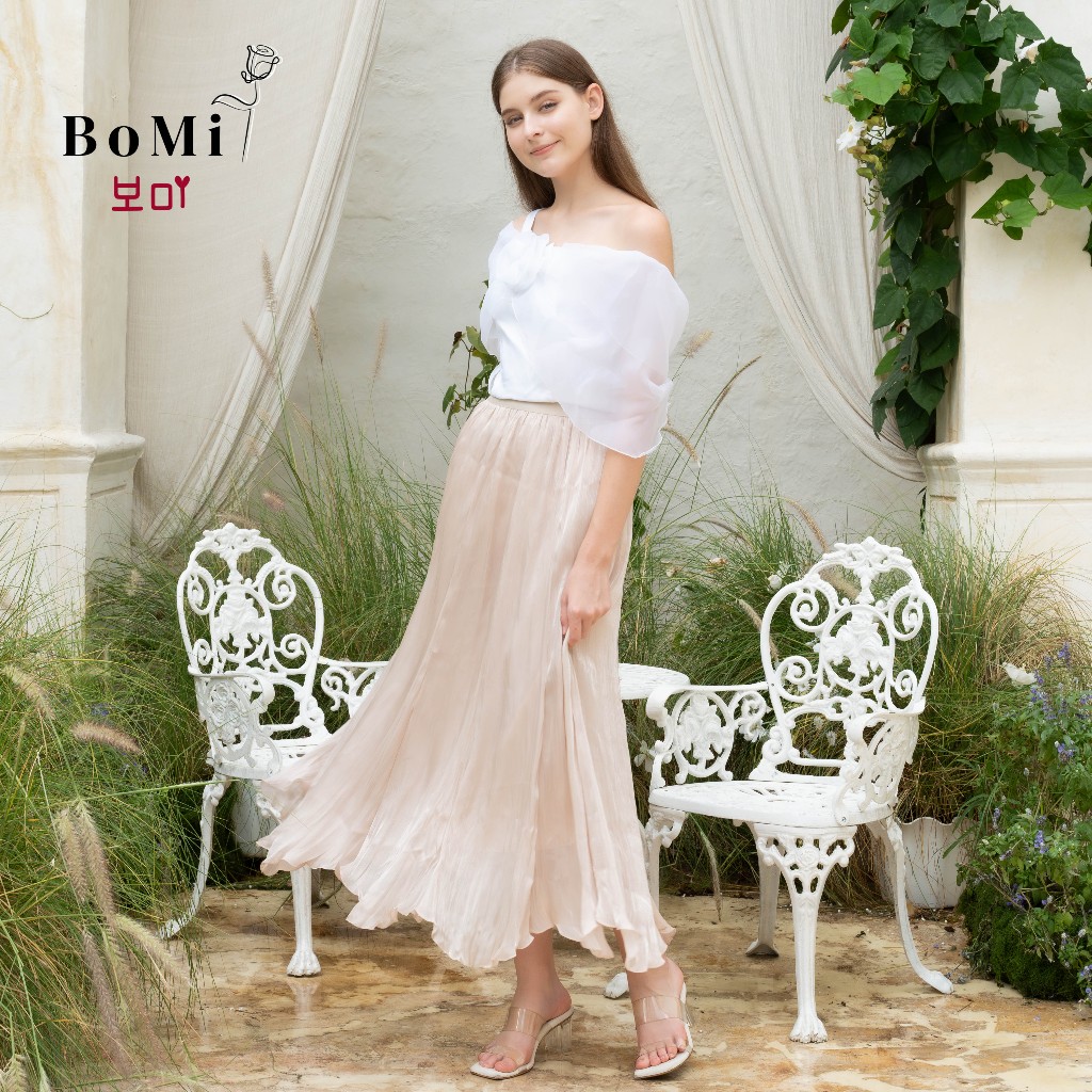 Bomi - H라 HERA SKIRT | Korean Maxi Silk Skirt Super Shimmer Plisket ...