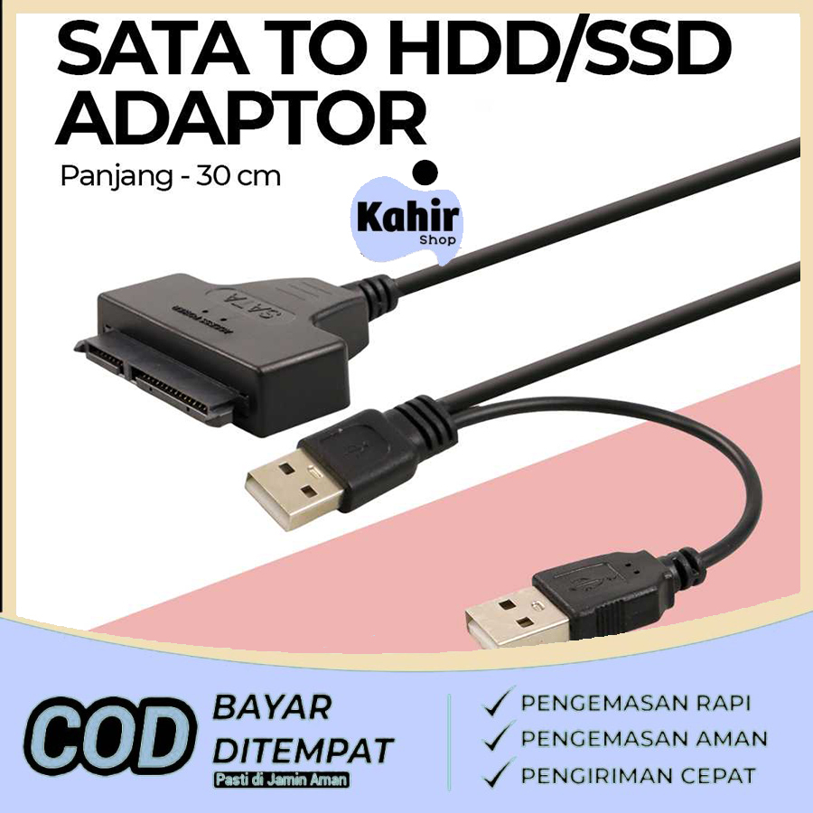 Cable SATA to USB 2.0 HDD/SSD Adapter 2.5inch External Adapter Laptop Cabel 30cm | Shopee ...