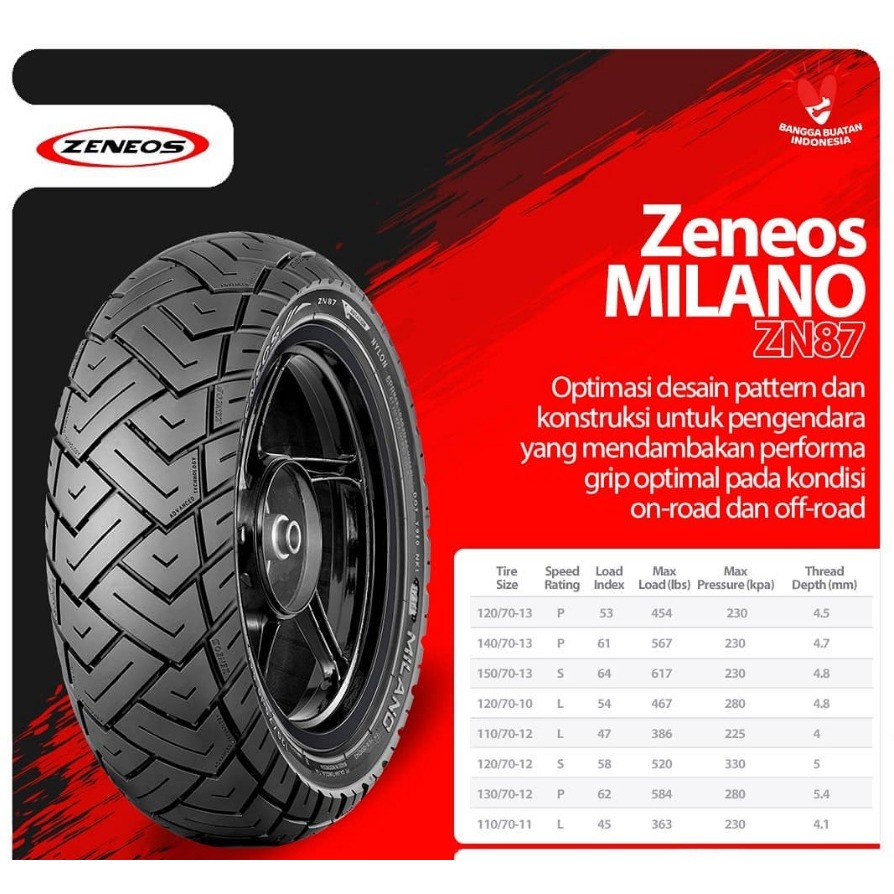 (Pay In Place) ZENEOS Tires 120/70-12 MILANO MONKEY Motorcycle Tires ...