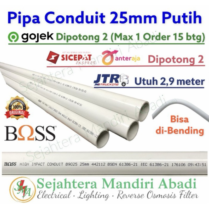 PUTIH Boss Electrical Pipe 25mm White Conduit Conduit Pipe | Shopee ...