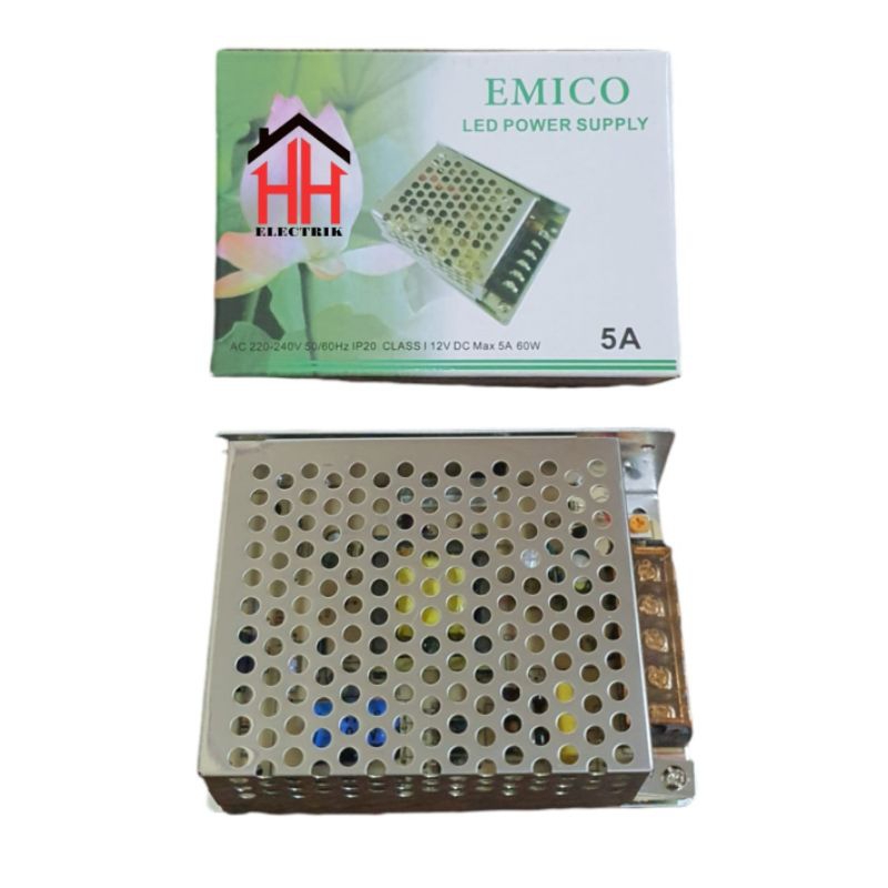 EMICO POWER SUPPLY 5A TRAFO / TRAVO / LED STRIP ADAPTER 12V 5 AMPERE ...