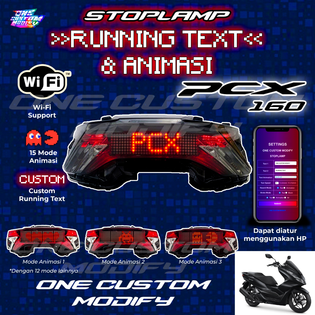 Stoplamp Running Text Animation PCX 160 Rear Brake LED Light ...