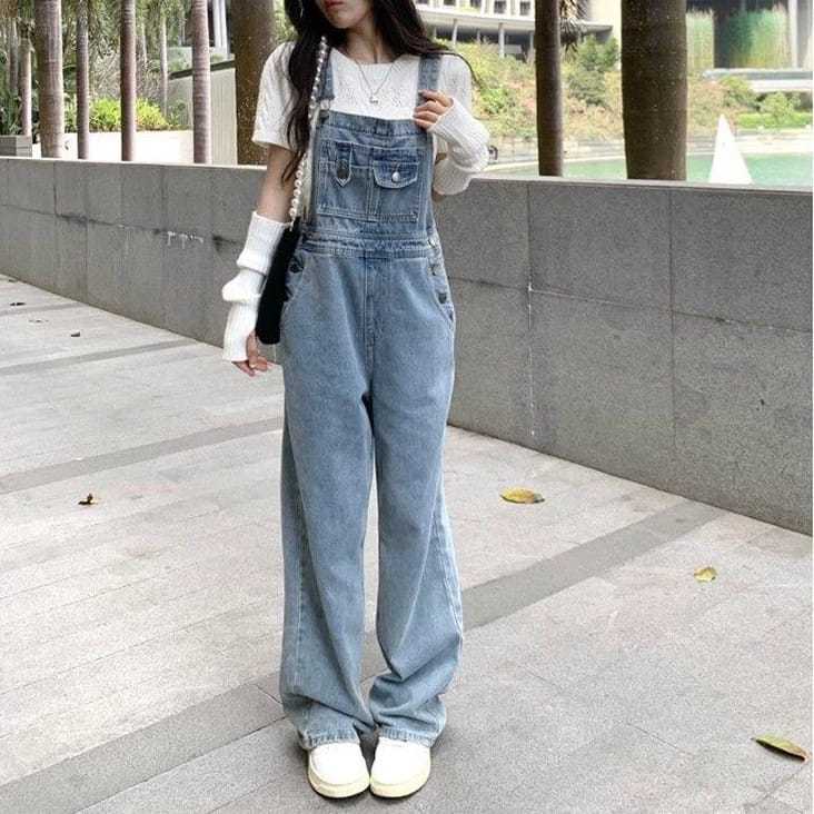 Korean Long Denim Overalls | Shopee Philippines