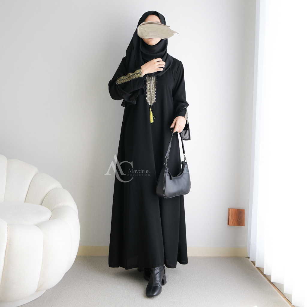 HITAM Alaydrus Collection Abaya Black Turkey Heidy Gamis Syari Muslimah ...