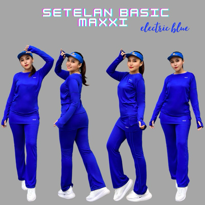 Sports SET Gymnastics clothes gym Training suit electric blue | Shopee ...