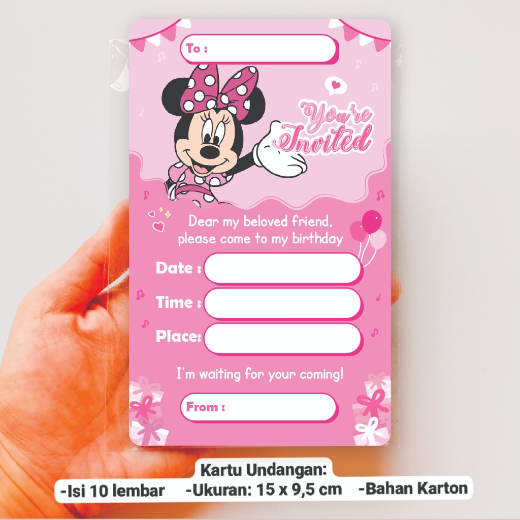 Minnie MOUSE INVITATION Card 10th BIRTHDAY BIRTHDAY HAPPY BIRTHDAY ...