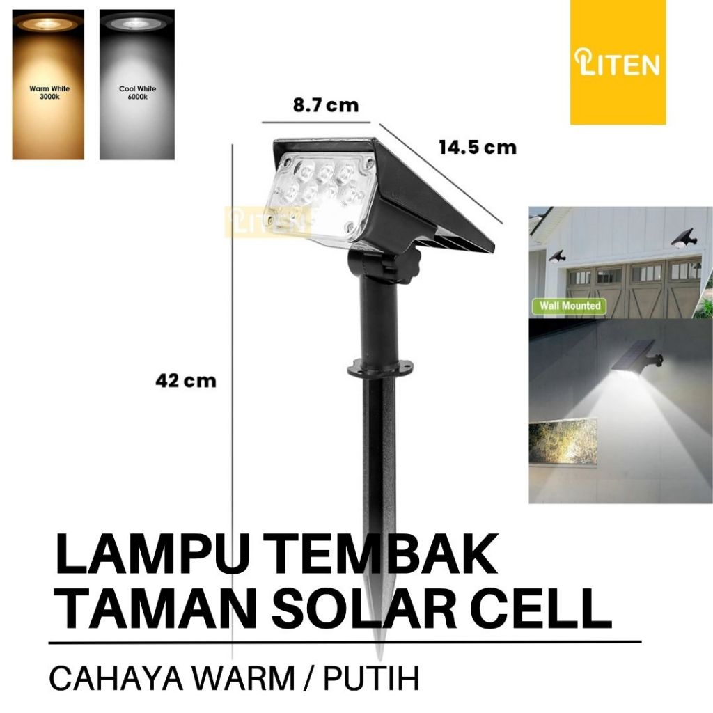 SOLAR CELL 10 Watt SOLAR Powered Garden Spotlight / Waterproof Outdoor ...
