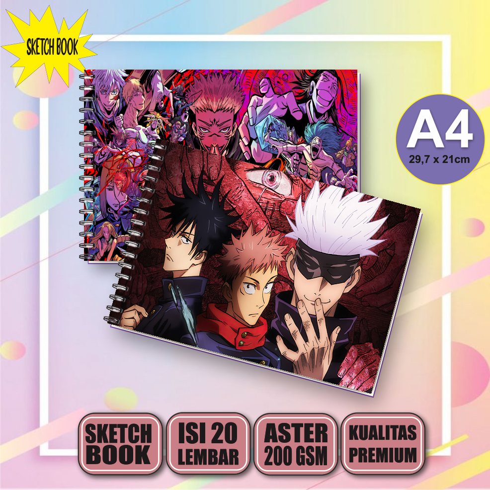 Jujutsu Kaisen A4 Sketchbook, Spiral Volume Vertical Drawing Book 20 ...