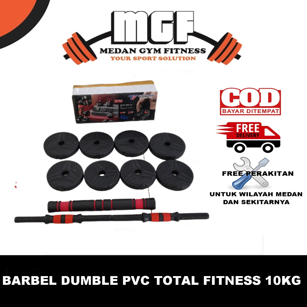 Barbel DUMBLE SET PVC TOTAL FITNESS 10 KG | Shopee Philippines