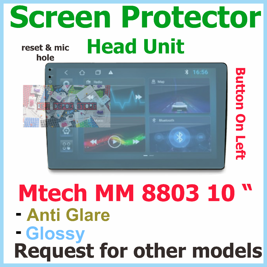 Mtech MM 8803 BBE 10" inch Android head unit Screen Protector Guard ...