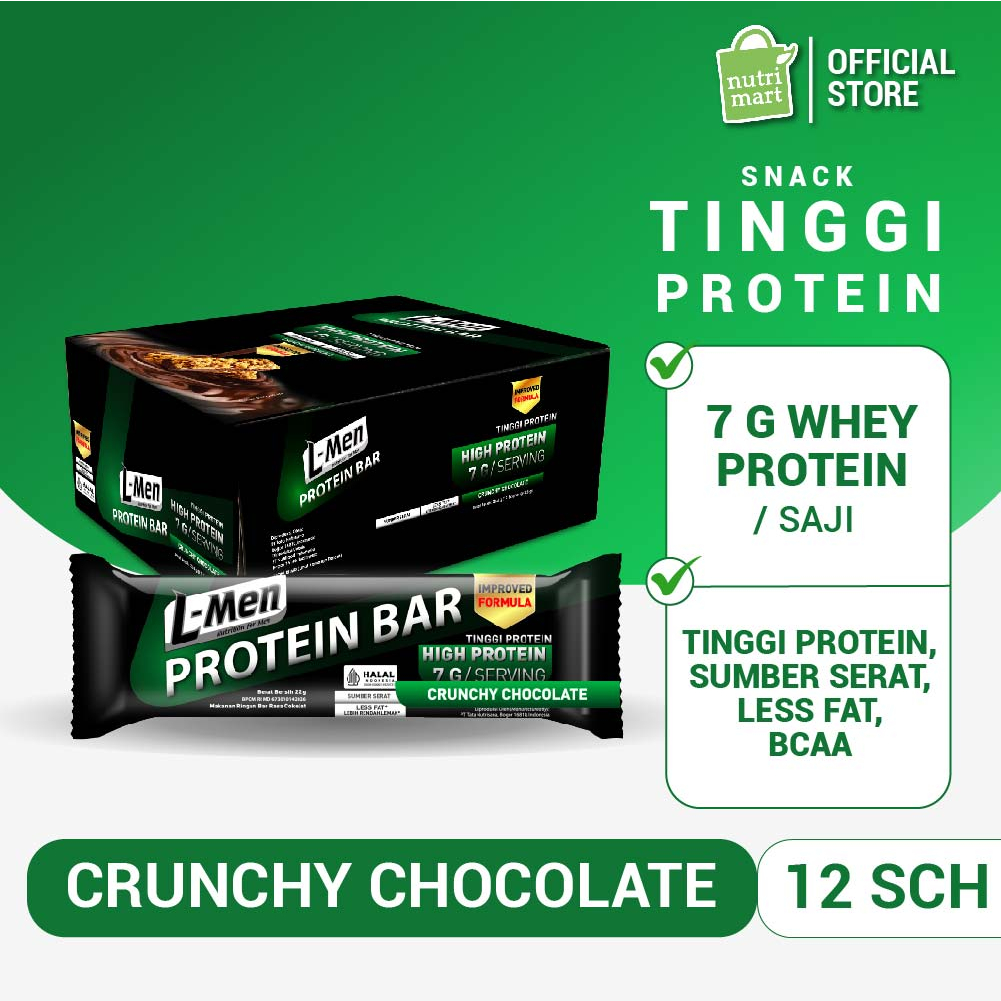 L-Men Protein Bar Crunchy Chocolate 12 sachets - High Protein Low Fat ...