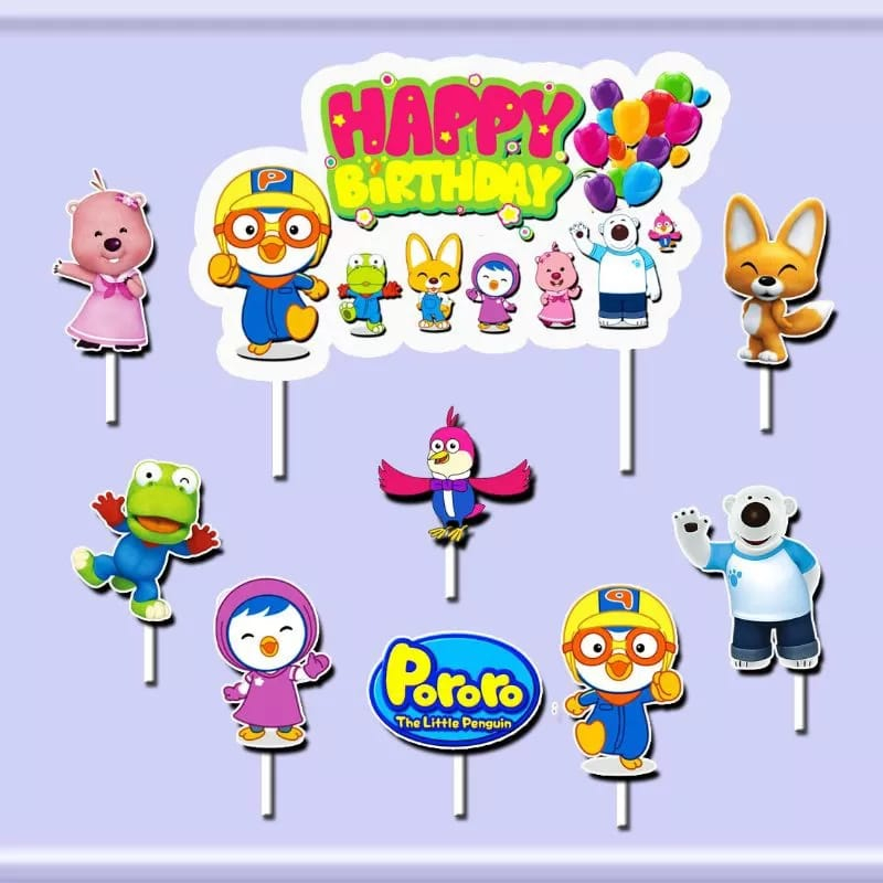 Pororo motif birthday cake decoration cake topper | Shopee Philippines
