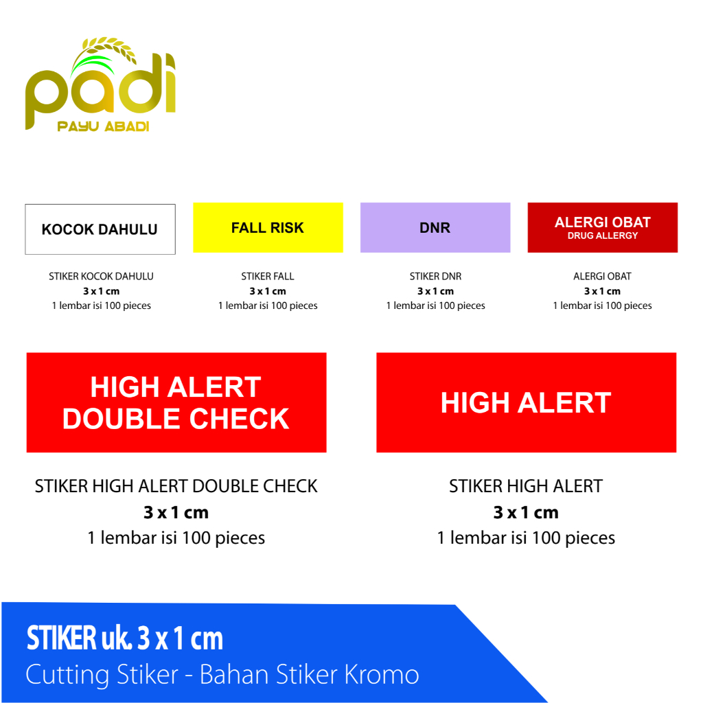 High Alert Stickers | High Alert Double Check | Shake First | Fall Risk ...