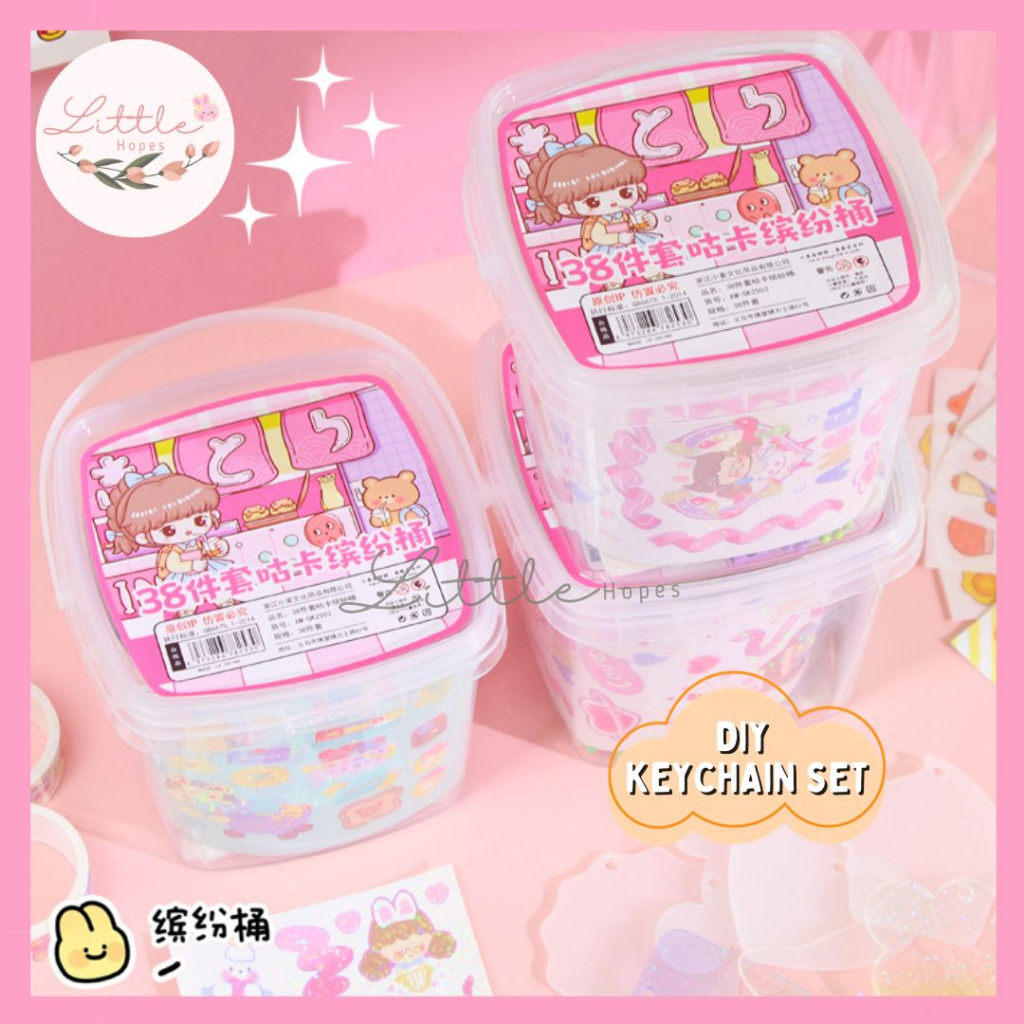 GANTUNGAN Set DIY Deco sticker Keychain Bucket Contents 28 38 Package ...