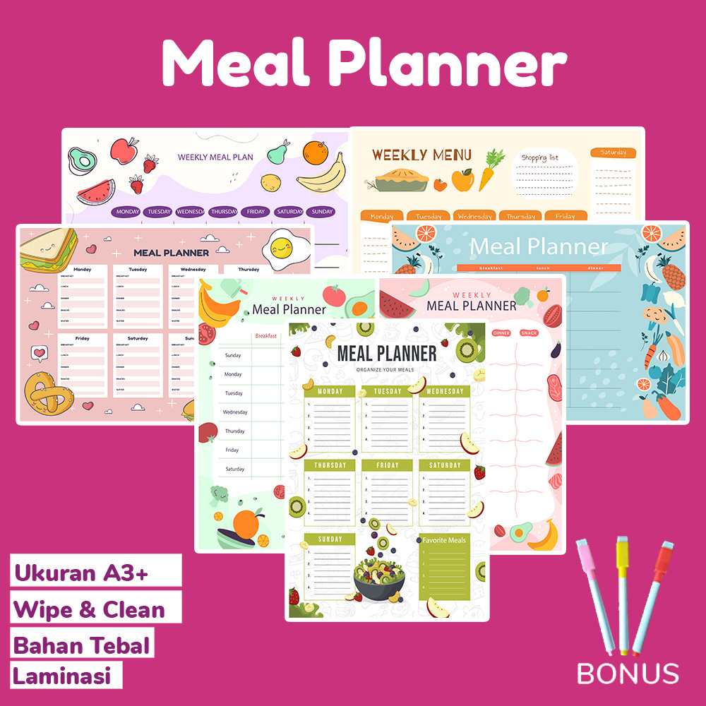 Kamilastorindo - Weekly Meal Planner Poster, A3+ Weekly Food Menu Board ...