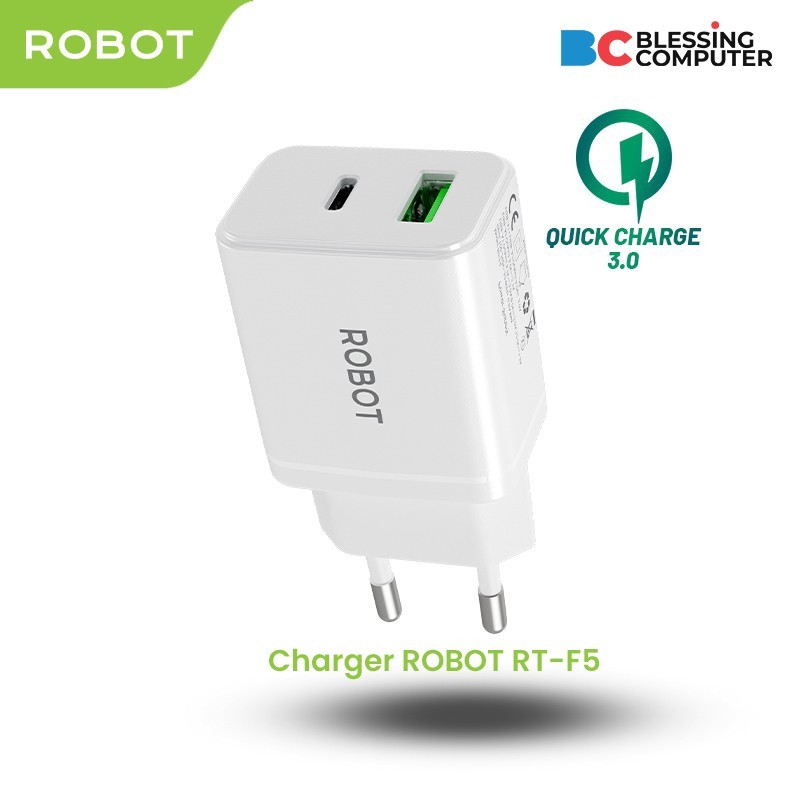 ROBOT RT F5 3A QC 3.0 + PD 20W Dual Port Charger White | Shopee Philippines
