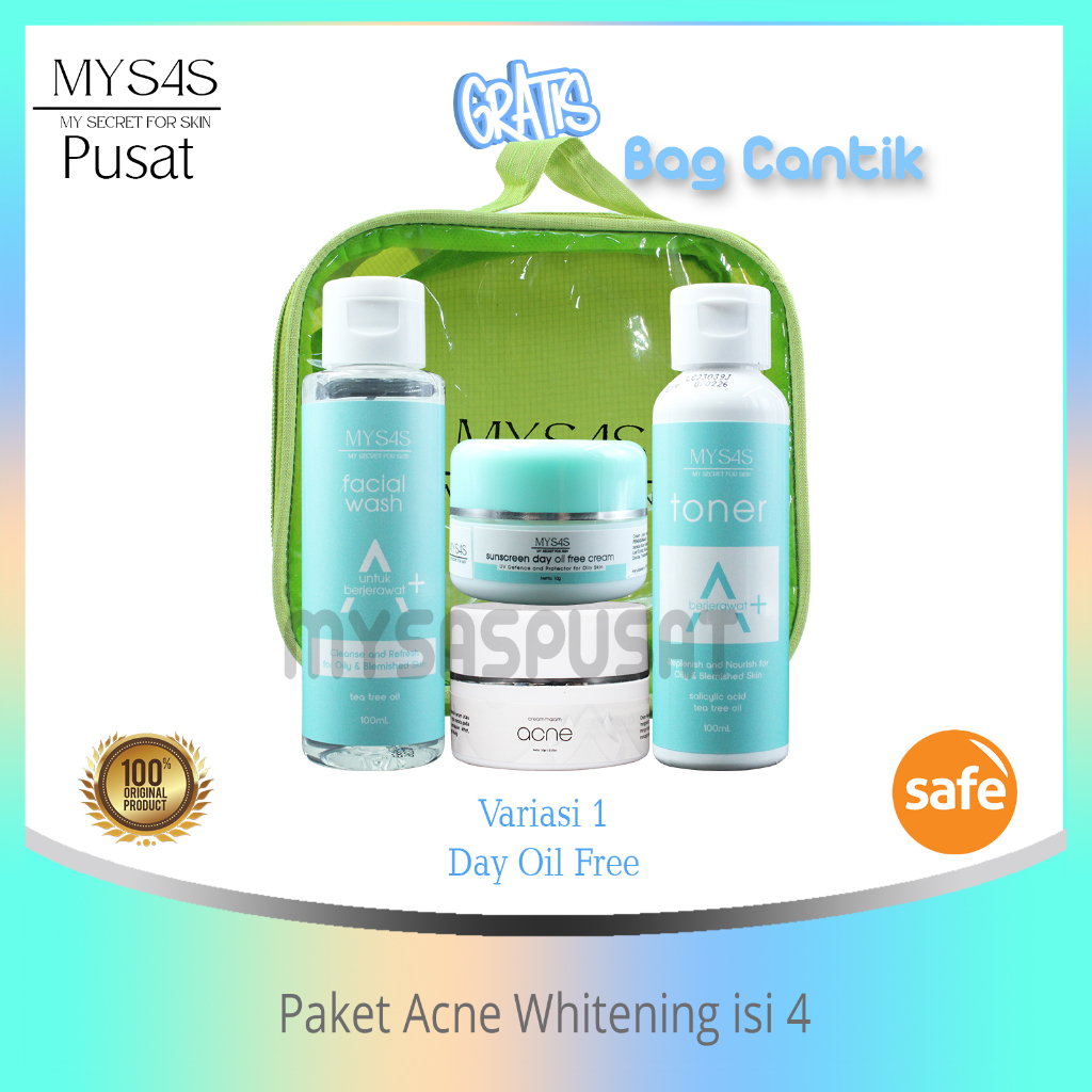 Mysas Skincare acne Whitening Package contains 4 / bpom acne package ...