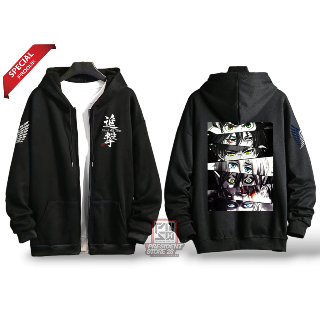 HOODIE ANIME - ZIPPER ATTACK ON TITAN SHINGEKI NO KYOJIN AOT SNK - Men ...