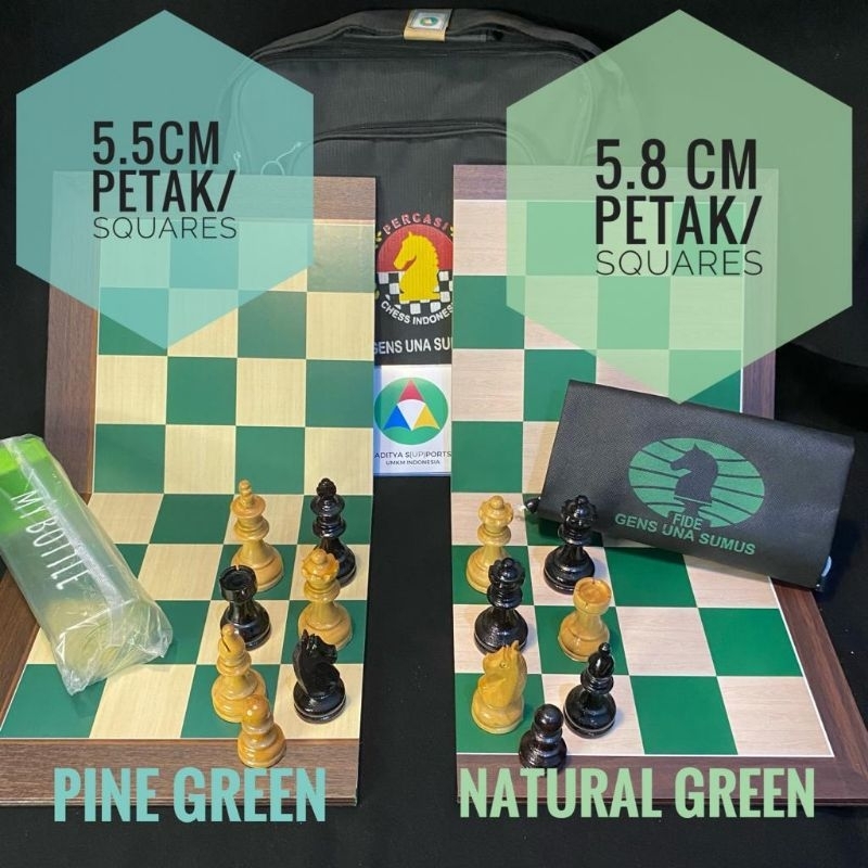 HIJAU PERCASI Green Two Mentri Standard Chess Board | Shopee Philippines