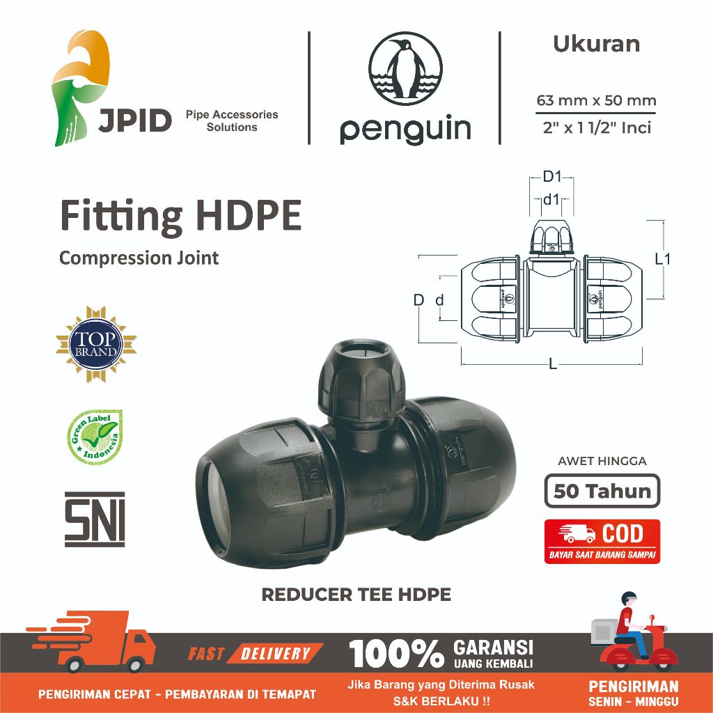 HDPE Reducer Tee Fittings 63mm x 50mm | Shopee Philippines