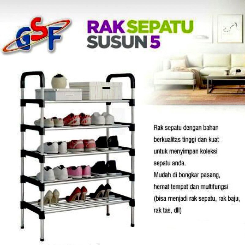 5 Tier Stacking Shoe Rack Portable Shoe Rack GSF 733 4105 4605 Iron ...
