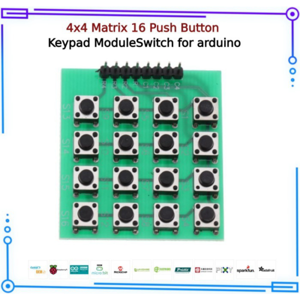 4x4 Matrix 16 Keypad Keyboard Module 16 Push Button Mcu Switch Quality