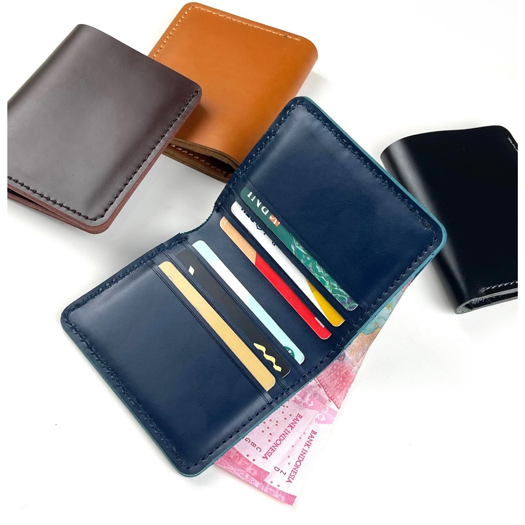 Genuine leather men's wallet - simple bifold card wallet fits money and ...